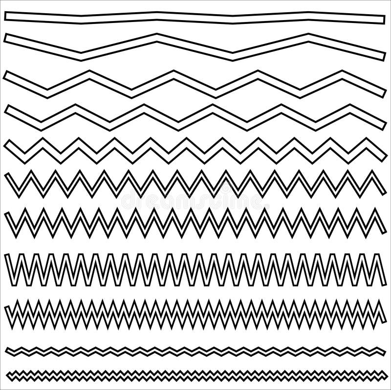 Vector Zigzag Lines and Waves, Squiggle Zig Zag Frame with Wiggle ...