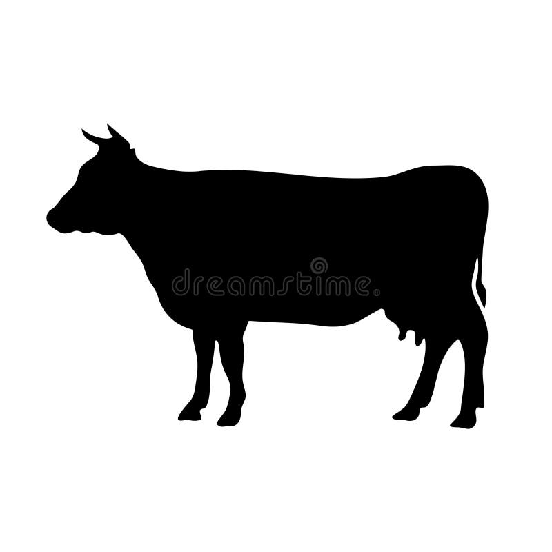 Vector Zwart Silhouet Van De Koe Stock Illustratie - Illustration of ...