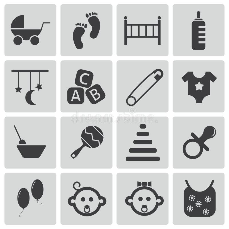 Vector Zwarte Babypictogrammen Stock Illustratie - Illustration of fles ...