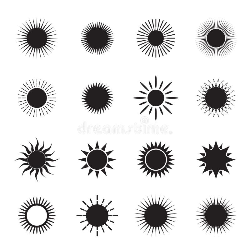 Vector Zwarte Glimlach Symbool Zon. Vector Illustratie - Illustration ...