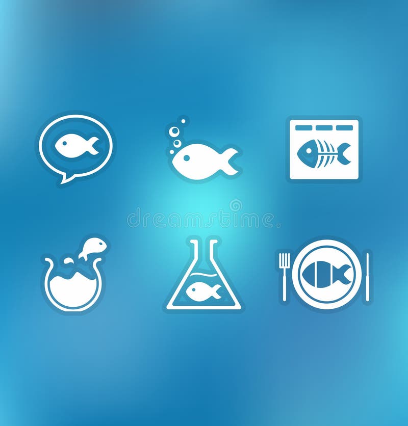 Vectoral Icon Set with Little Fish Stock Vector - Illustration of food ...