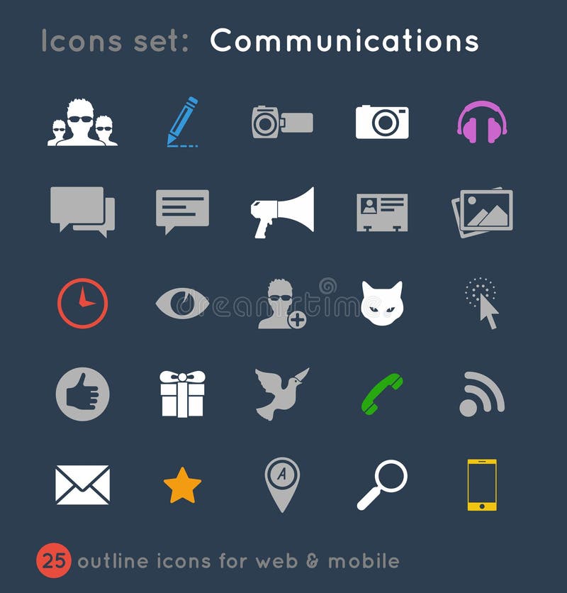 Vectoral Icons Set for Communications Stock Vector - Illustration of ...