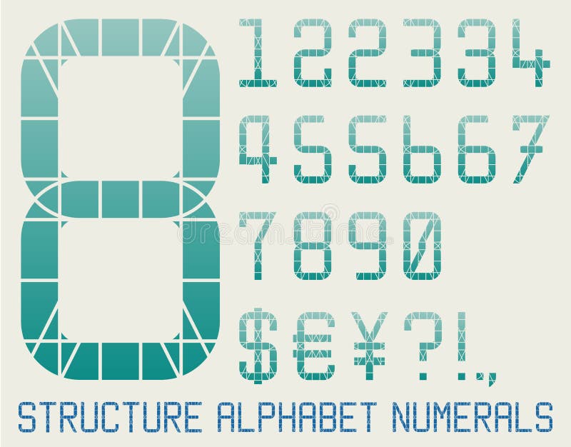 Vectoralfabetcijfers Glyphs Vector Illustratie - Illustration of bouw ...