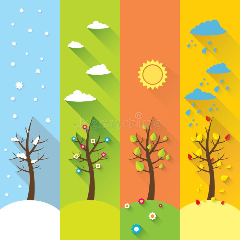Vectorbanner - Vier Seizoenen Vector Illustratie - Illustration of ...