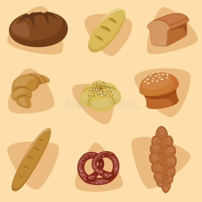 Brood vectorpictogrammen vector illustratie. Illustratie bestaande uit ...