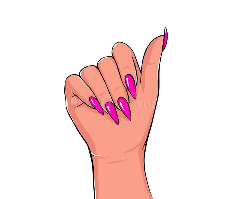 Vectorial Bellas Manos De Mujeres Con Uñas Rosas Manicura Femenina De