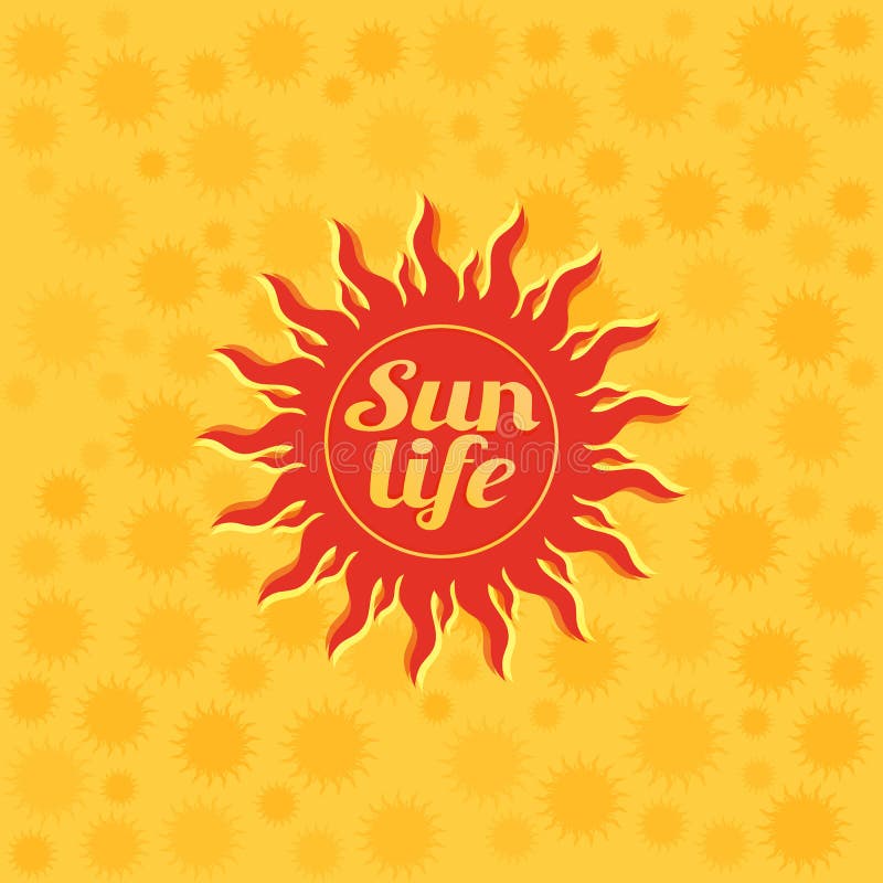 Vectorial Illustration of a Red Sun on a Yellow Background. Stock ...