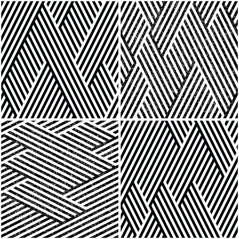 Vectorial Seamless Pattern Collection with Oblique Black Segments Stock ...