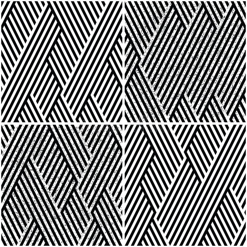 Vectorial Seamless Pattern Collection with Oblique Black Segments Stock ...