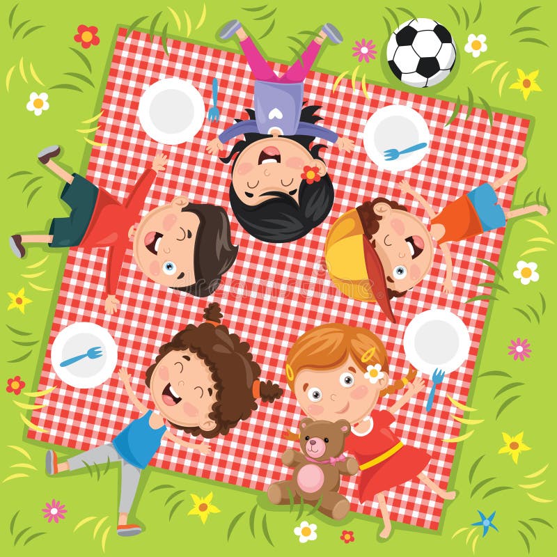 Vectorillustratie Van Kinderen` S Picknick Vector Illustratie ...