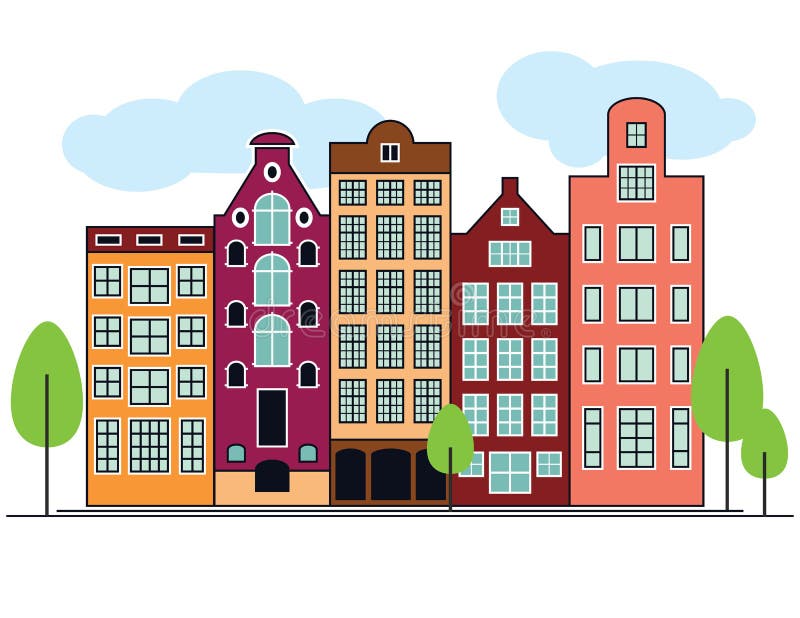 Vectorillustratie Van Nederlandse Huizen Vector Illustratie ...