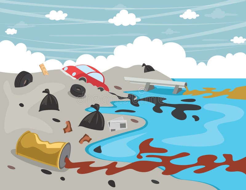 Scène Met Fabriek En Watervervuiling Vector Illustratie - Illustration ...