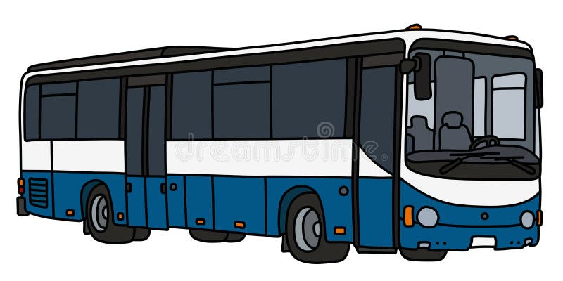 The blue and white bus stock vector. Illustration of touristic - 182689474