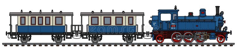 The Classic Blue Passenger Steam Train Stock Vector - Illustration of ...