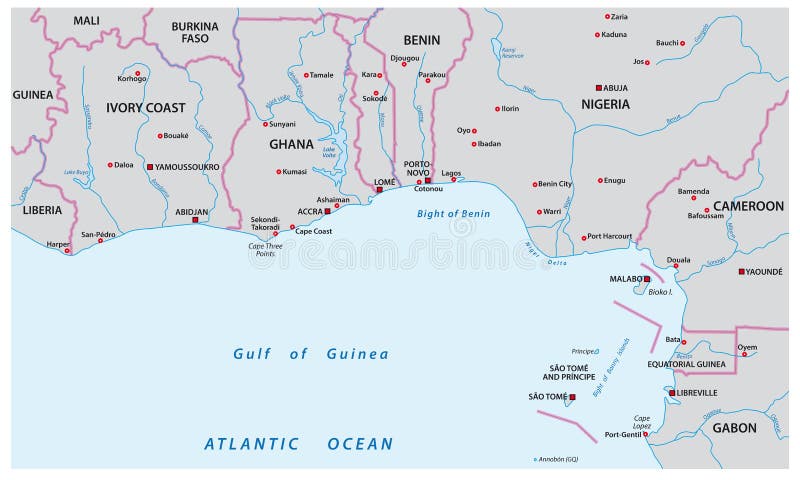 Kaart Van De Golf Van Guinee-landen Handgetekende Doedelstijl Vectorillustratie Vector ...
