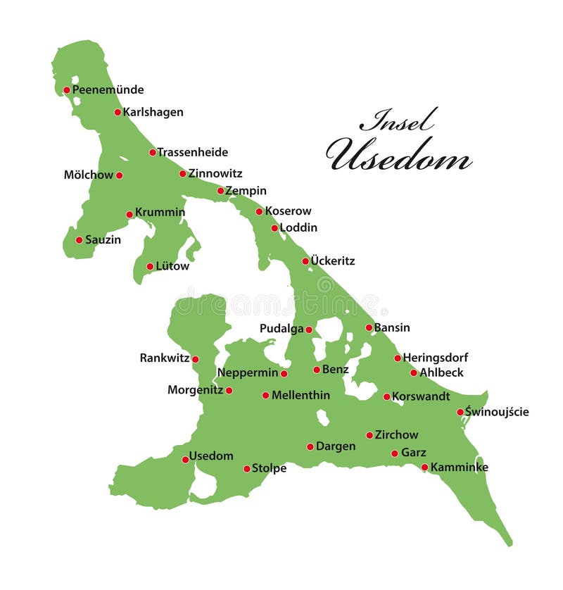 Vectorkaart Van Het Oostzee - Eiland Van Usedom Duitsland Polen Vector ...