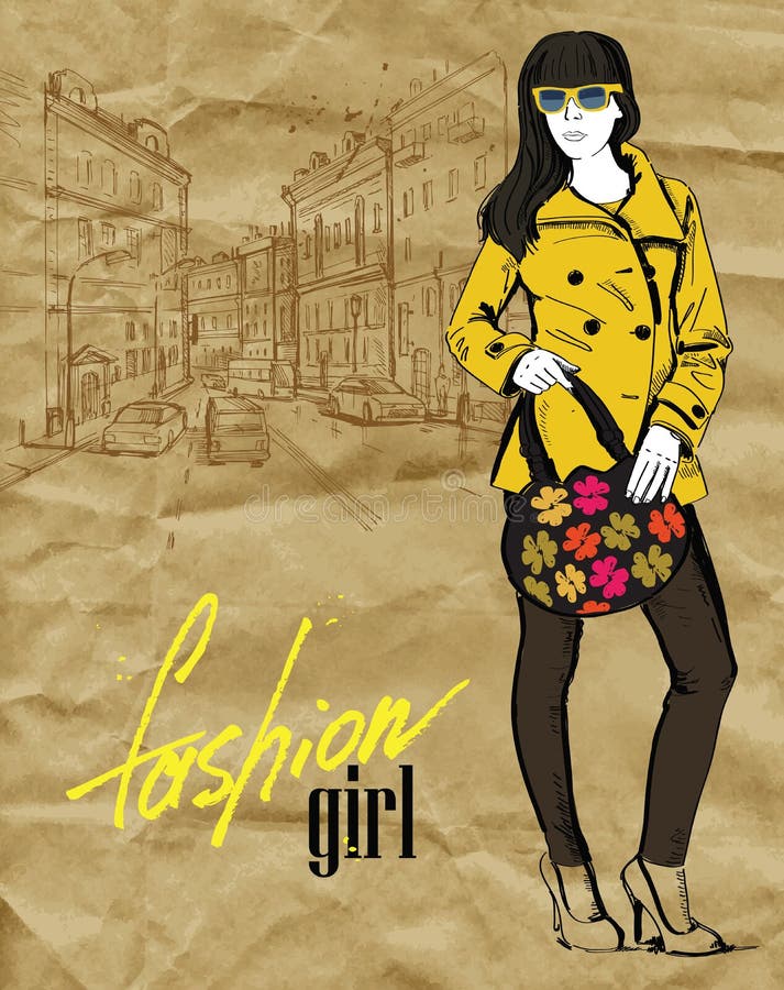 Vector Portret Van Een Meisje Met Orchideebloemen. Vector Illustratie ...