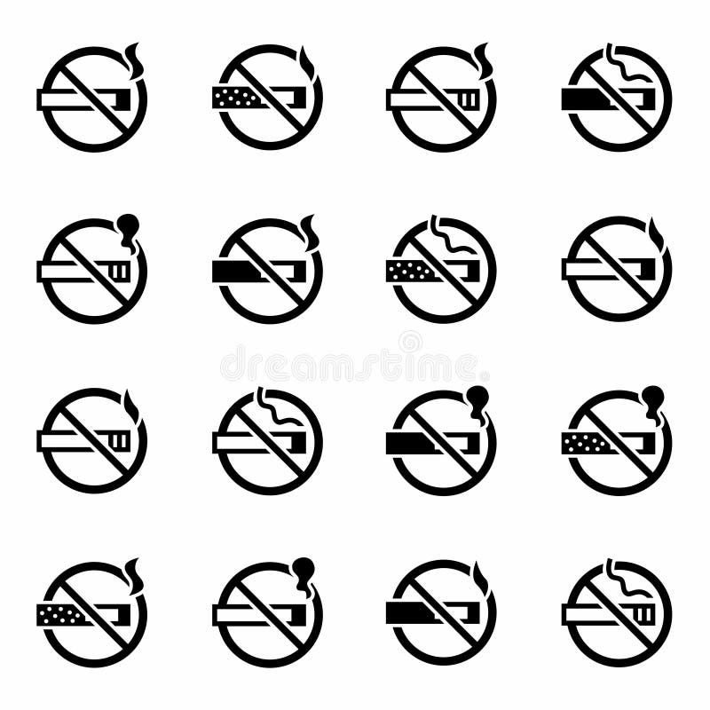 Vectornr - Het Roken Pictogramreeks Vector Illustratie - Illustration ...