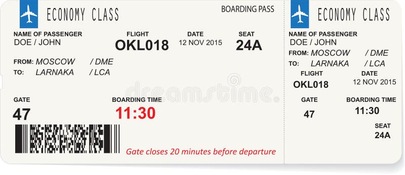 De Kaartjes Van De Luchtvaartlijn Instapkaart Met Streepjescode Vector ...