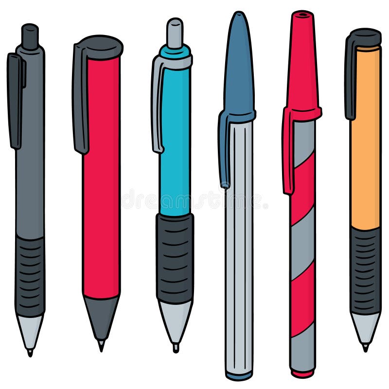 Vectorreeks Van Pen En Mechanisch Potlood Vector Illustratie ...