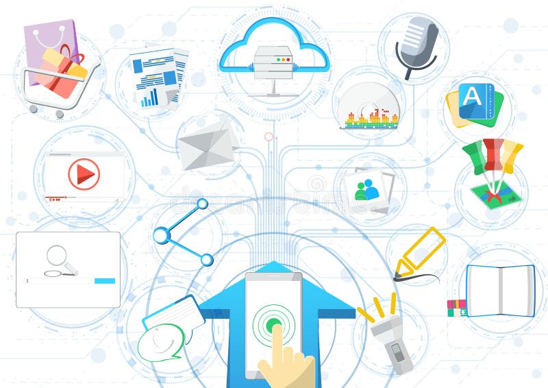 Vectors Tech Mobile Connection Stock Illustration - Illustration of internet, tech: 64753442