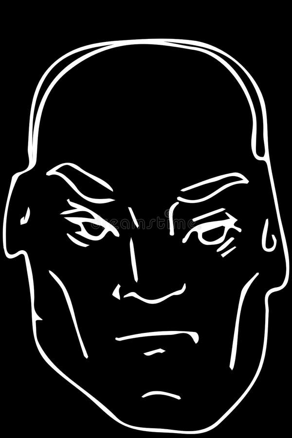 Vectorschets Van Het Gezicht Van De Volwassen Kale Man Vector ...