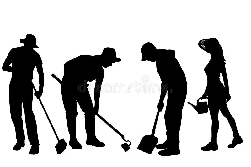 Vectorsilhouet Van Een Tuinier Vector Illustratie - Illustration of ...