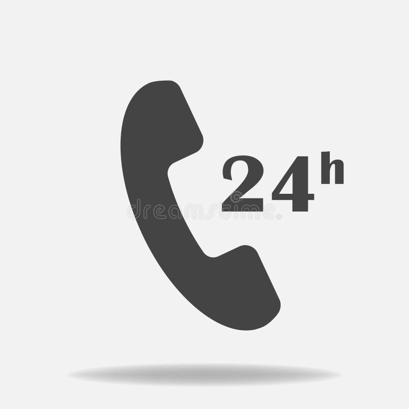 Vectortelefoonpictogram Steun 24 Uur Per Dag 24 UUR OP 24 UUR Laye ...