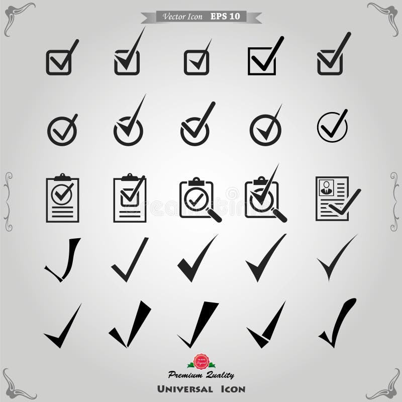 Vectortick Check Mark Icon Set Stock Illustratie - Illustration of ...