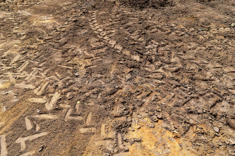 Veel Bandenspoor Op Vuil Grondvlak Voor Abstracte Achtergrond Stock ...