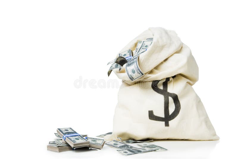 Het Hoogtepunt Van De Zak Van Geld Op Een Witte Achtergrond Stock ...