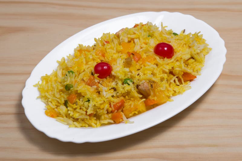 Veg Biryani or Veg Pulav or Cooked Rice Stock Image - Image of dinner ...