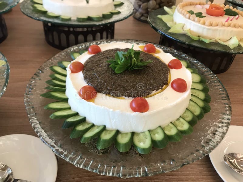 A Veg White Cake with Cucumber Stock Photo - Image of cake, icing ...