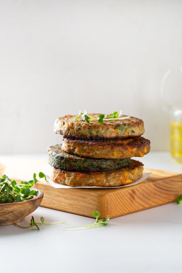 Vegan Baked Fritters Stack Healthy Food Stock Image - Image of sprouts ...