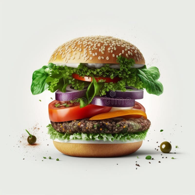 Vegan Burger Isolated. Created with Generative Ai Technology Stock ...