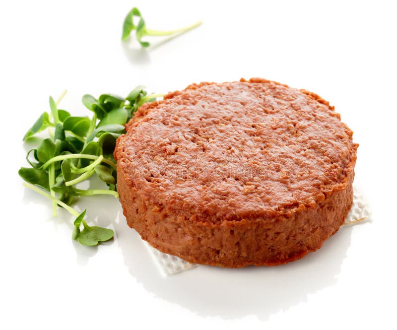 Vegan Burger Patty Isolated on White, from Above Stock Photo - Image of ...