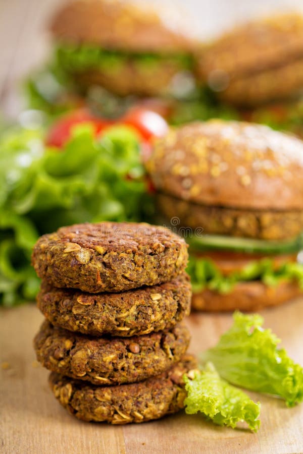 Vegan Burgers with Lentils and Pistashios Stock Image - Image of ...