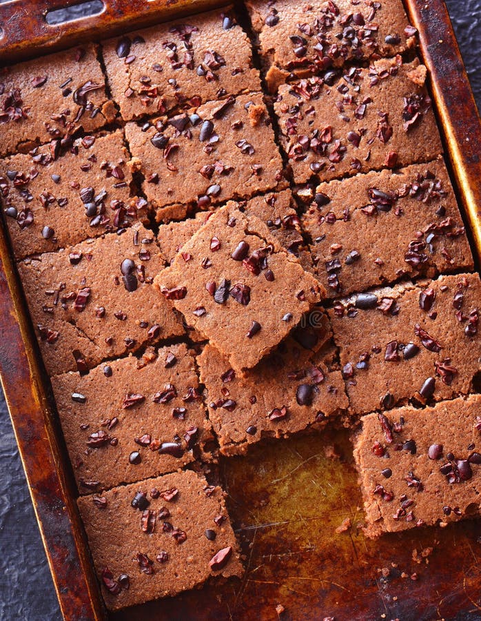 Vegan Chocolate Slice in a Baking Tray Stock Photo - Image of ...
