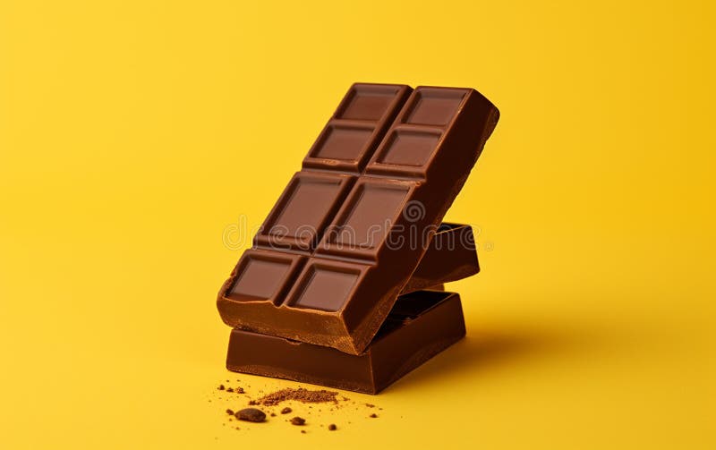 Vegan Chocolate on Yellow Background -Generative Ai Stock Image - Image ...
