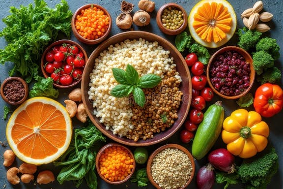 Vegan Clean Eating Dinner Menu Stock Illustration - Illustration of ...