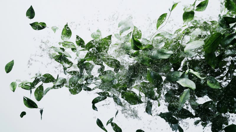 Vegan Concept Created from Floating Green Leaves Captured in an ...