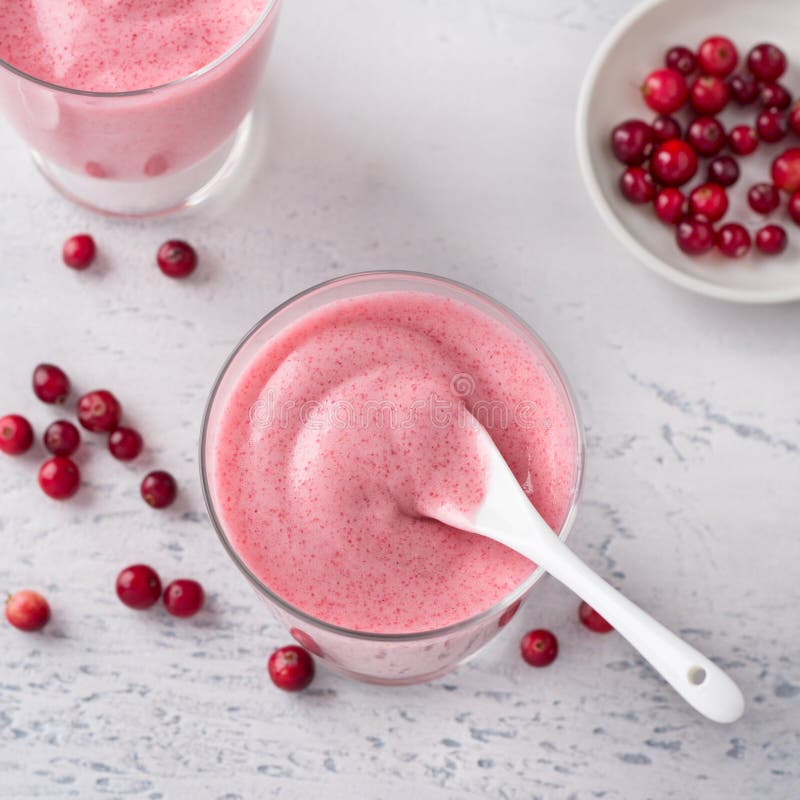 Vegan Cranberry Mousse with Semolina and Fresh Cranberries Stock Photo ...