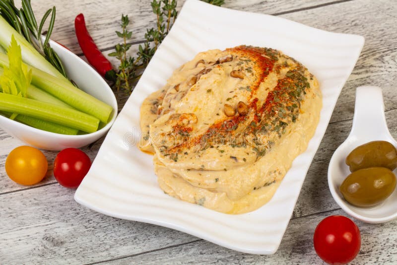 Vegan cuisine - Humus stock image. Image of meal, traditional - 140863233