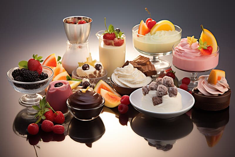 Vegan Dessert Assortment Spa Setting Stock Illustration - Illustration ...