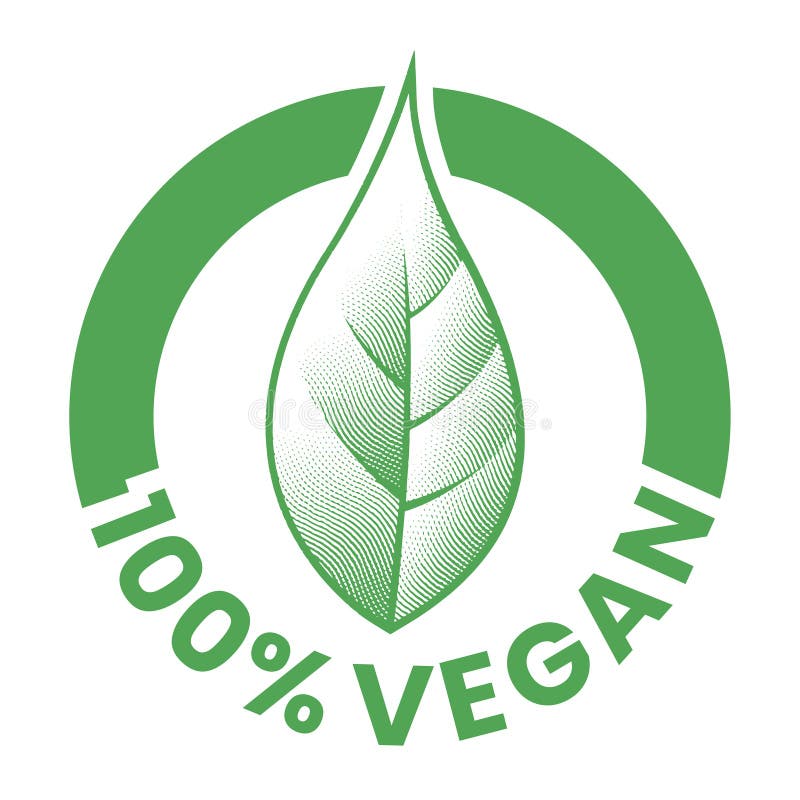100 Vegan Engraved Round Icon with Green Leaf - Icon 6 Stock Vector ...