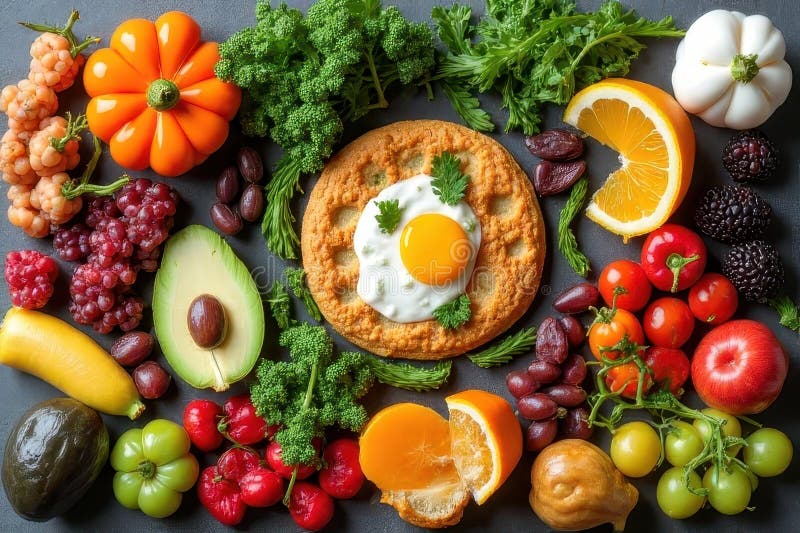 Vegan Food Artistic Showcase Stock Illustration - Illustration of meals ...