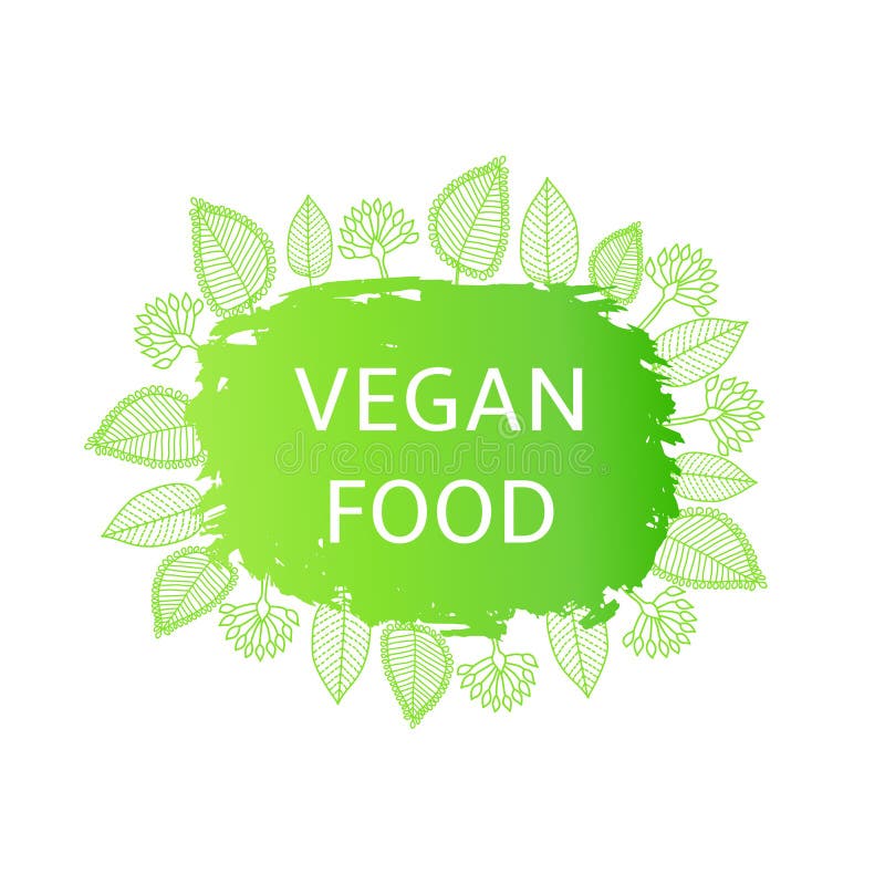 Vegan food label, shape stock illustration. Illustration of organic ...