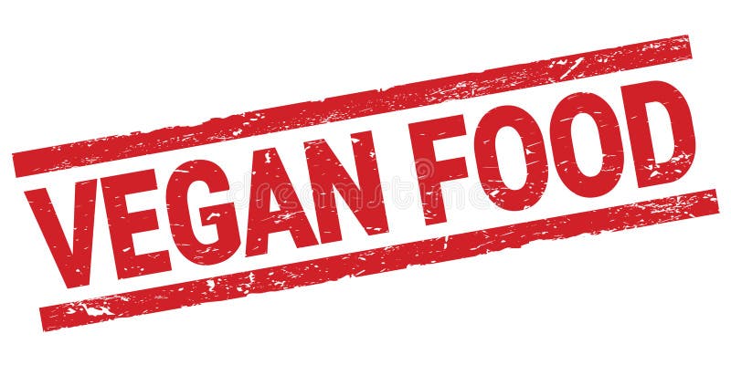 VEGAN FOOD Text on Red Rectangle Stamp Sign Stock Illustration ...