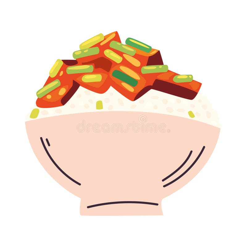 Vegan Food Vegetables and Rice Stock Vector - Illustration of isolation ...