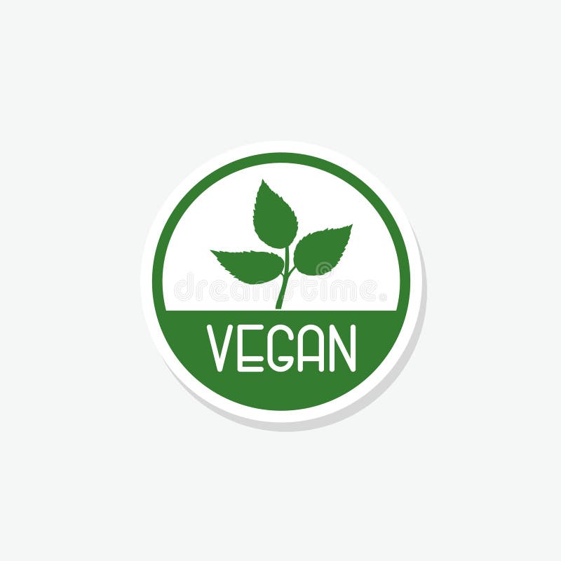 Vegan Green Logo Sticker Icon Isolated on White Stock Vector ...